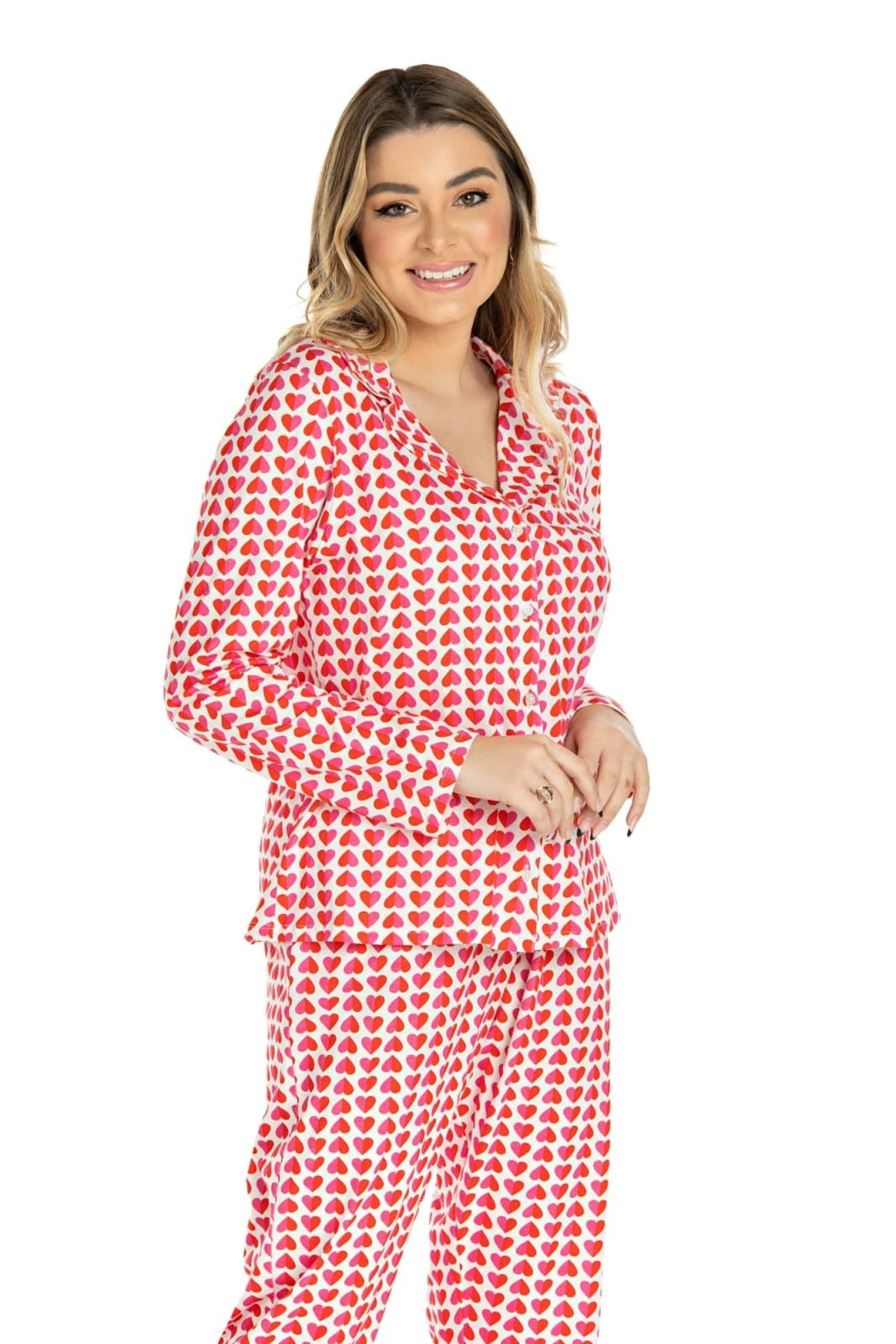 Pijama Americano Longo Chaluá Corações