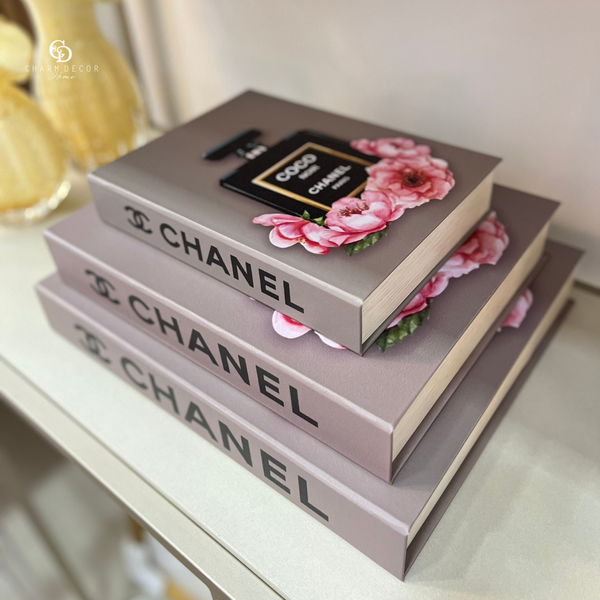 Livro Caixa Book Box Perfume e Flores Pequeno 25x18x4,5cm