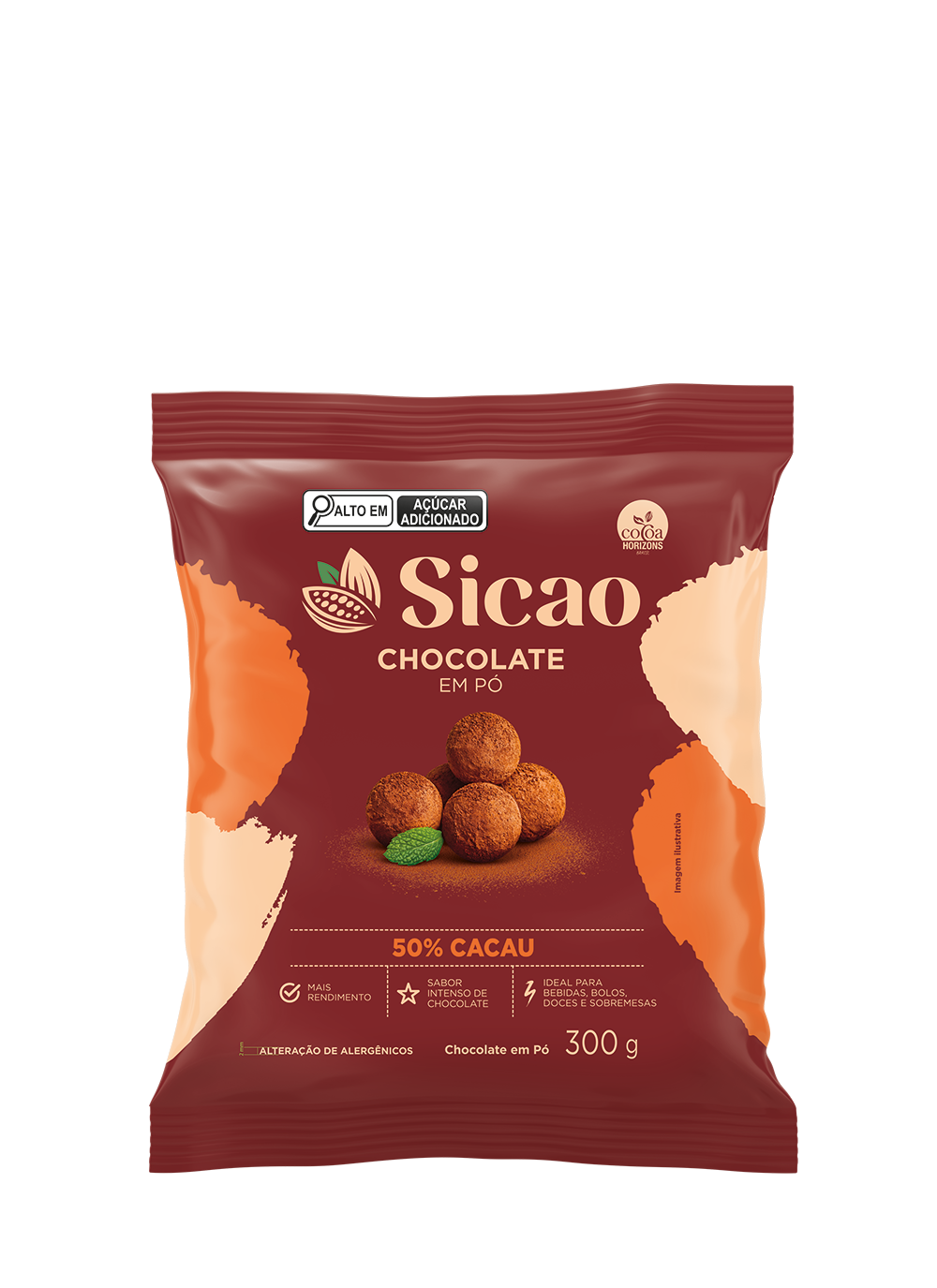 Chocolate Em Po 50 Cacau 300g Sicao