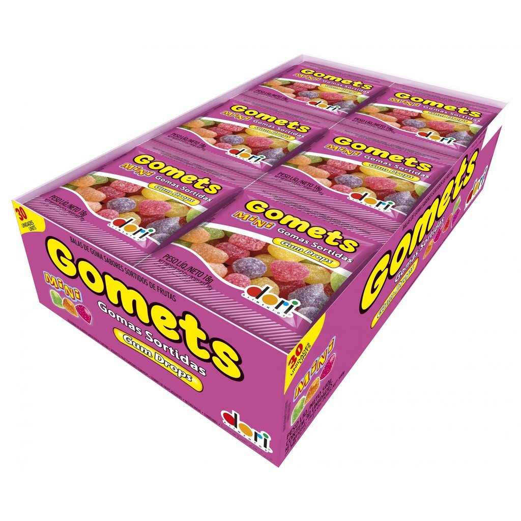Caixa Gomets Mini Goma Sino Com 30 Unidades