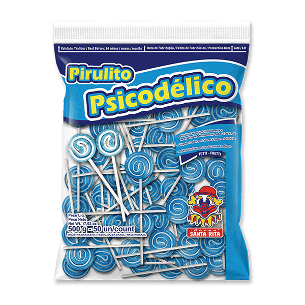 Pirulito Psicodélico Com 50 Unidades Azul