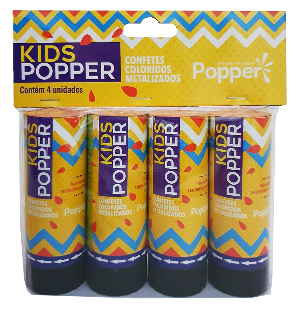 Lança Confete Kids Popper Com 4 Unidades
