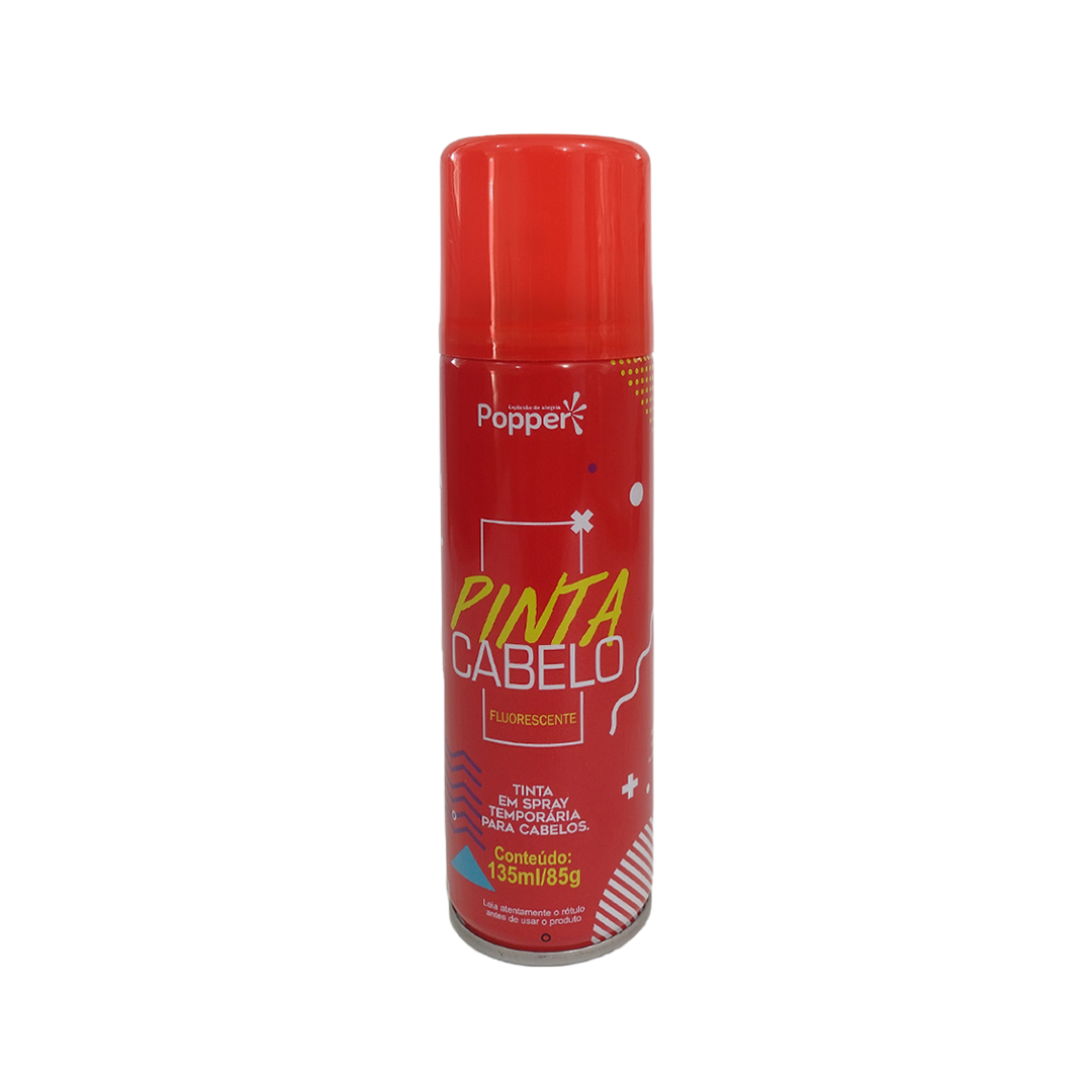 Tinta Spray Fluorescente Para Cabelo Popper de 135mL Vermelho