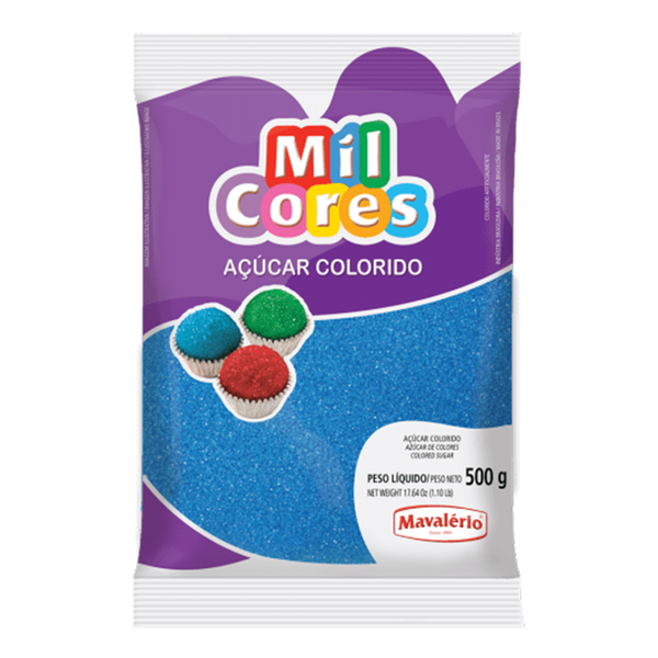 Açúcar Colorido Mil Cores Mavalério 500g Azul