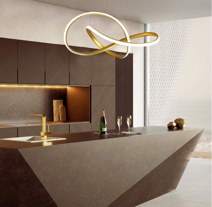 Pendente Modern Curvas LED 48W 3000K 70CM Preto