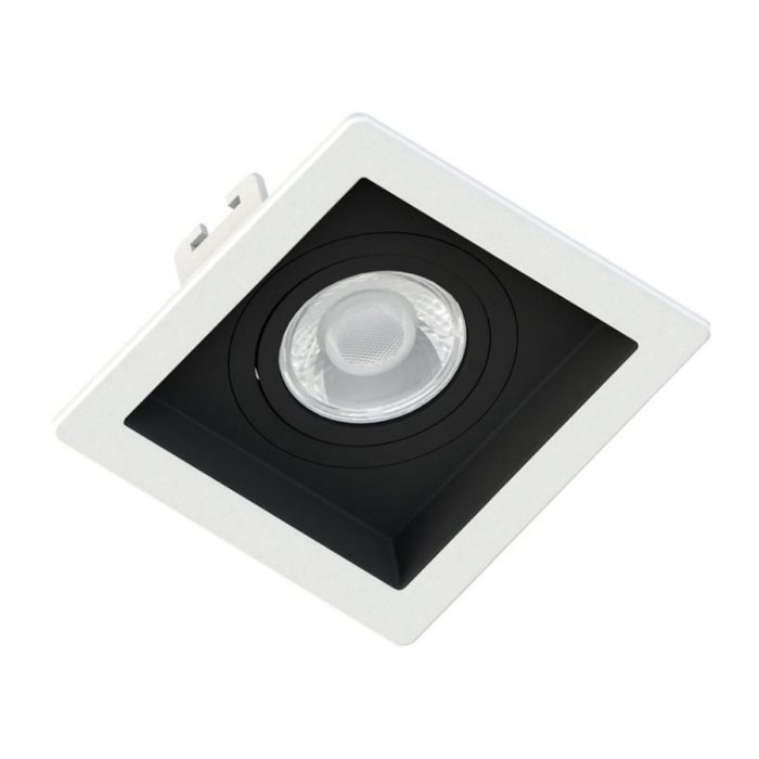 Spot de Embutir Face Recuado Quadrado Mini Dicroica 7x7x3,5cm - Save Energy Branco / Preto