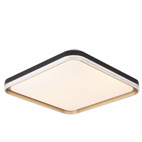 Plafon LED Lilah 50x50cm 50W 3000K 4000lm Preto e Dourado Metal e ...