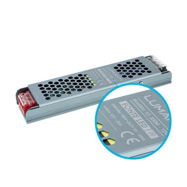Fonte Driver Chaveada Slim 12V 25A 300W Bivolt - Lumanti