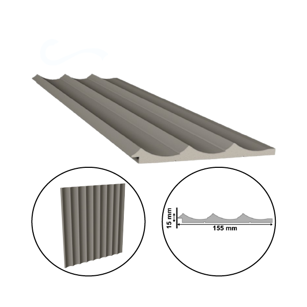 Painel Waves Cinza Titanium Santa Luzia Polistireno 15x155mm 2,8mts