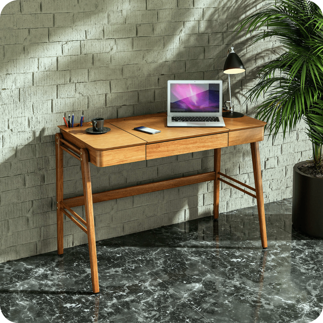Escrivaninha Multifuncional Joy em Madeira Maciça com 3 Compartimentos ...