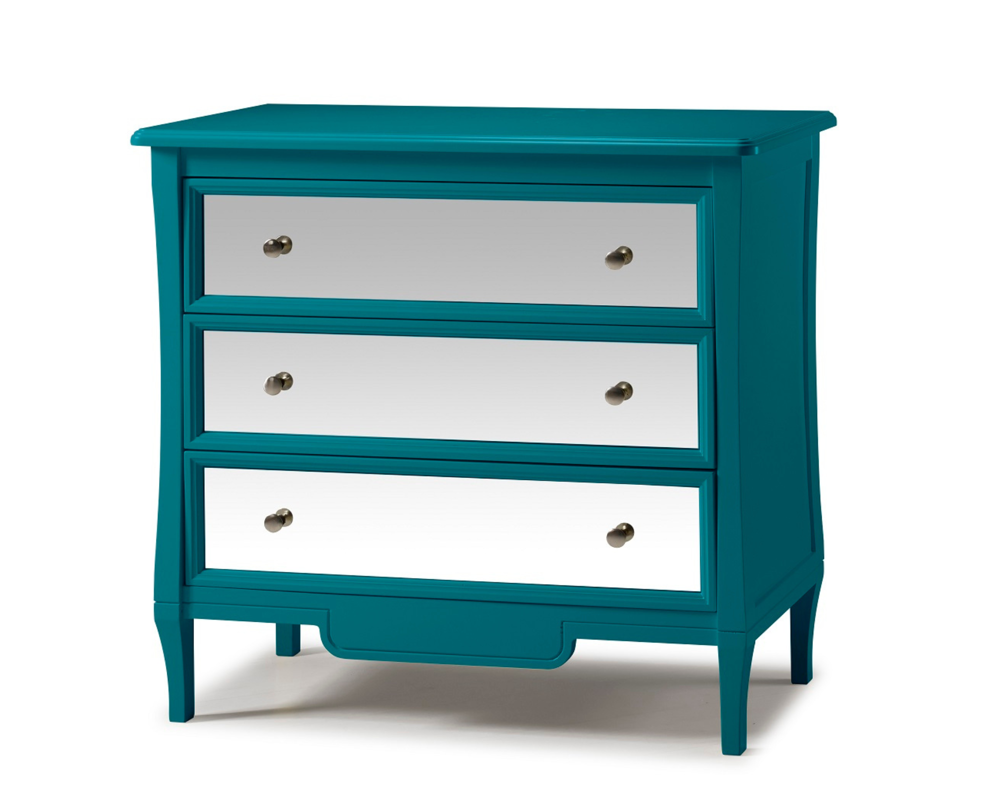 Cômoda Amsterdã 3 Gavetas Com Espelho Madeira Maciça Azul