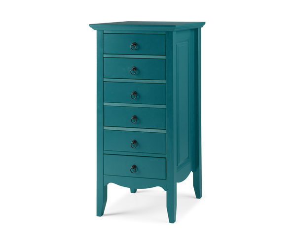 Cômoda Antoinete Estreita 6 Gavetas Azul