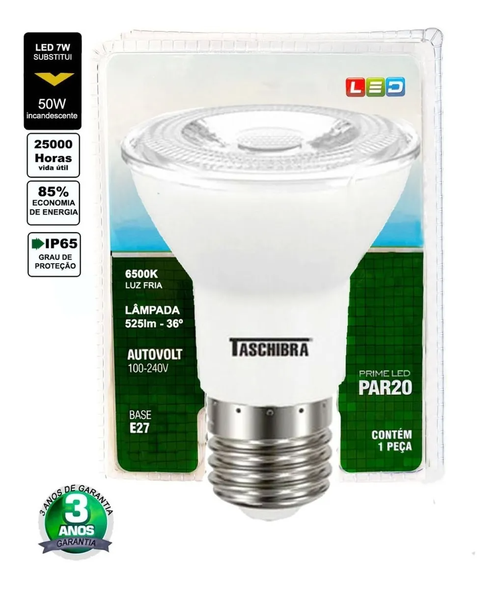 Lâmpada Led Par 20 7w 6500k E27 Bivolt Taschibra