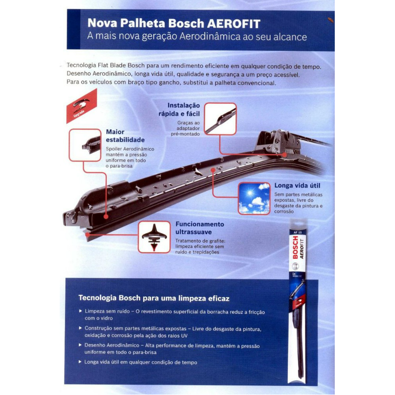 Palheta Dianteira AF15 Aerofit 380mm 15 Polegadas Yaris Fox