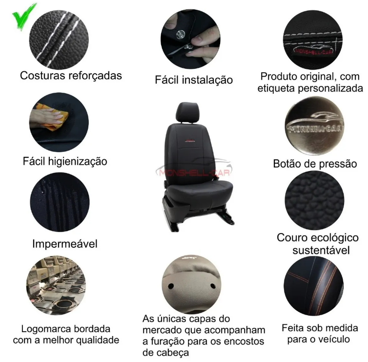 Jogo de Capas Em Couro P/ Bancos Etios Prime Costura Scorpion