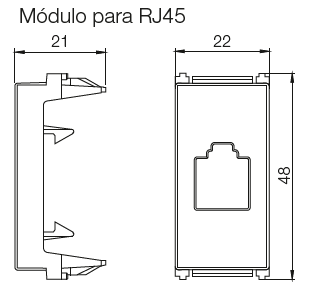 Módulo Para Conector RJ45 Refinatto Preto Kit 2 Peças Weg