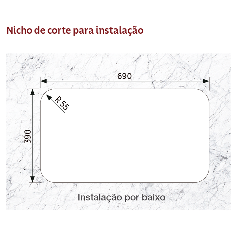 Cuba Tramontina Dora 70 BL 70x40 Inox Acetinado Embutir