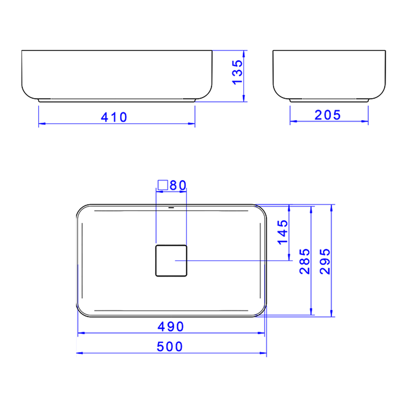 Cuba de Apoio Retangular Deca Slim 50x30 L.13050.17 Branca