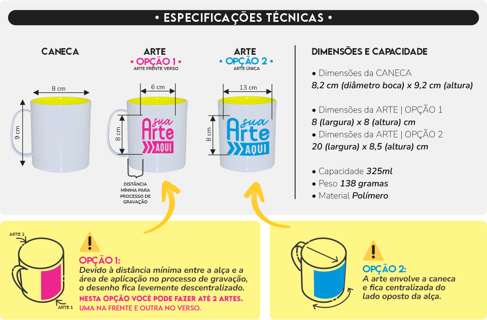 20 Caneca Café 325ml | Interno Colorido - Personalizado