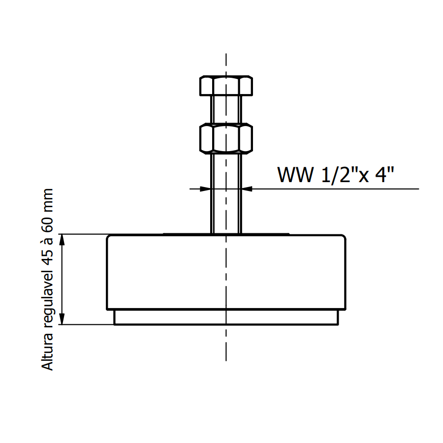 Amortecedor Antivibratório Tradicional Standard 1/2" 1500KG Vibra-Stop ...