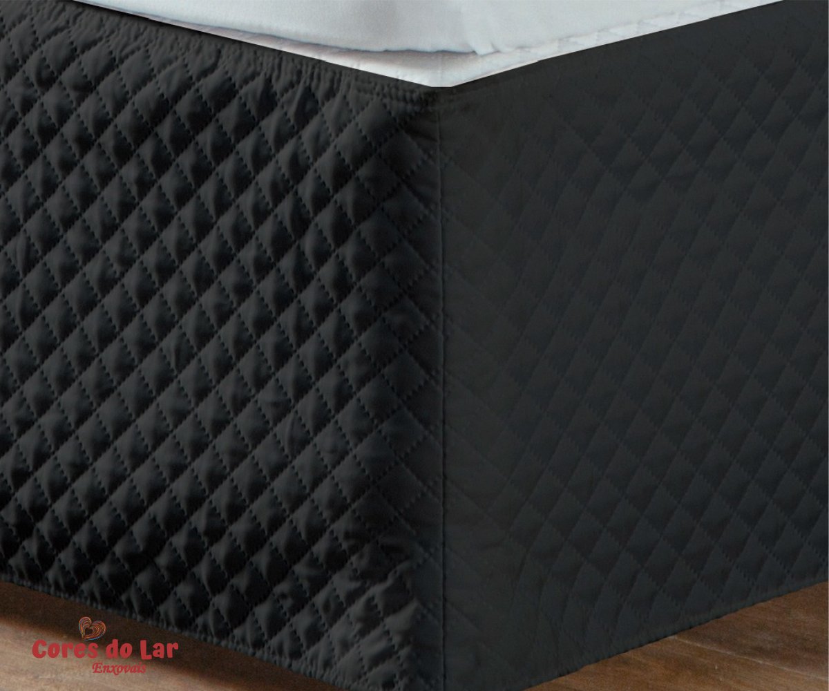 Saia Box Matelassada Casal Basic - Preto