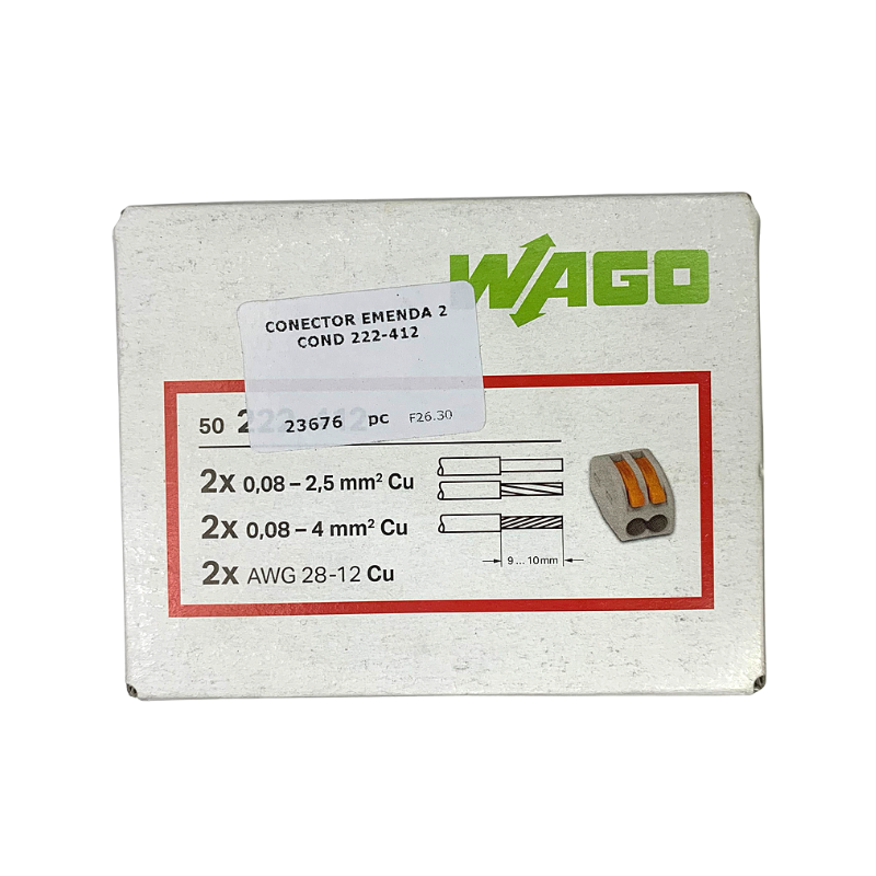 Conector Emenda 2 Cond - Caixa com 50 peças cinza Wago