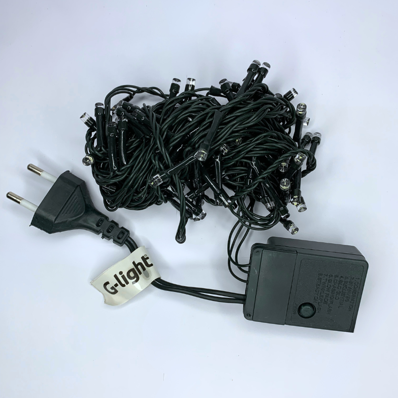 Pisca-Pisca Leds Branco c/ Sequenciador e 8 funções Fio Verde G-Light