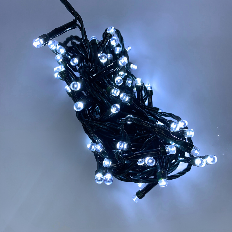 Pisca-Pisca Leds Branco c/ Sequenciador e 8 funções Fio Verde G-Light