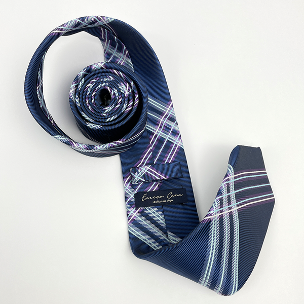 Gravata Xadrez Azul Marinho