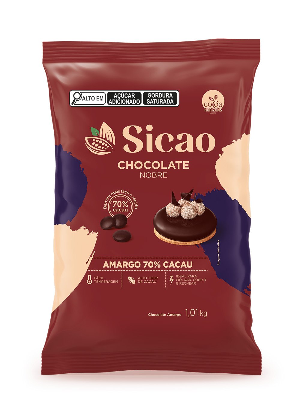 Chocolate Amargo 70% Gotas 1,01kg Sicao