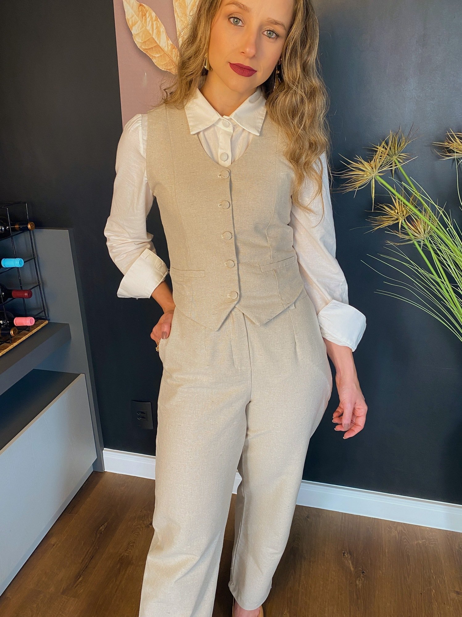 Colete Curto de Linho - Linho Cru