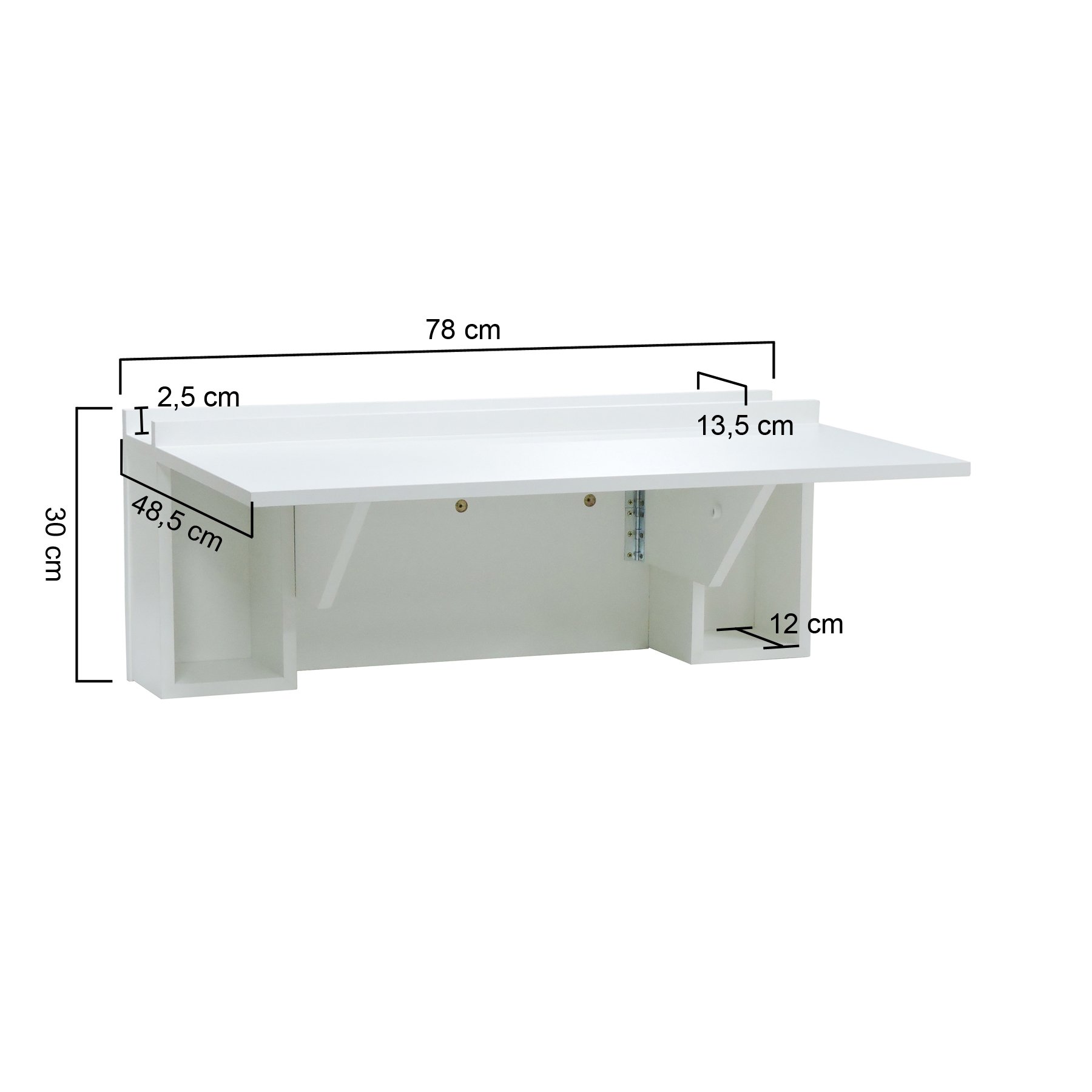 Escrivaninha de Parede Dobrável Com Nicho - Smart Branco