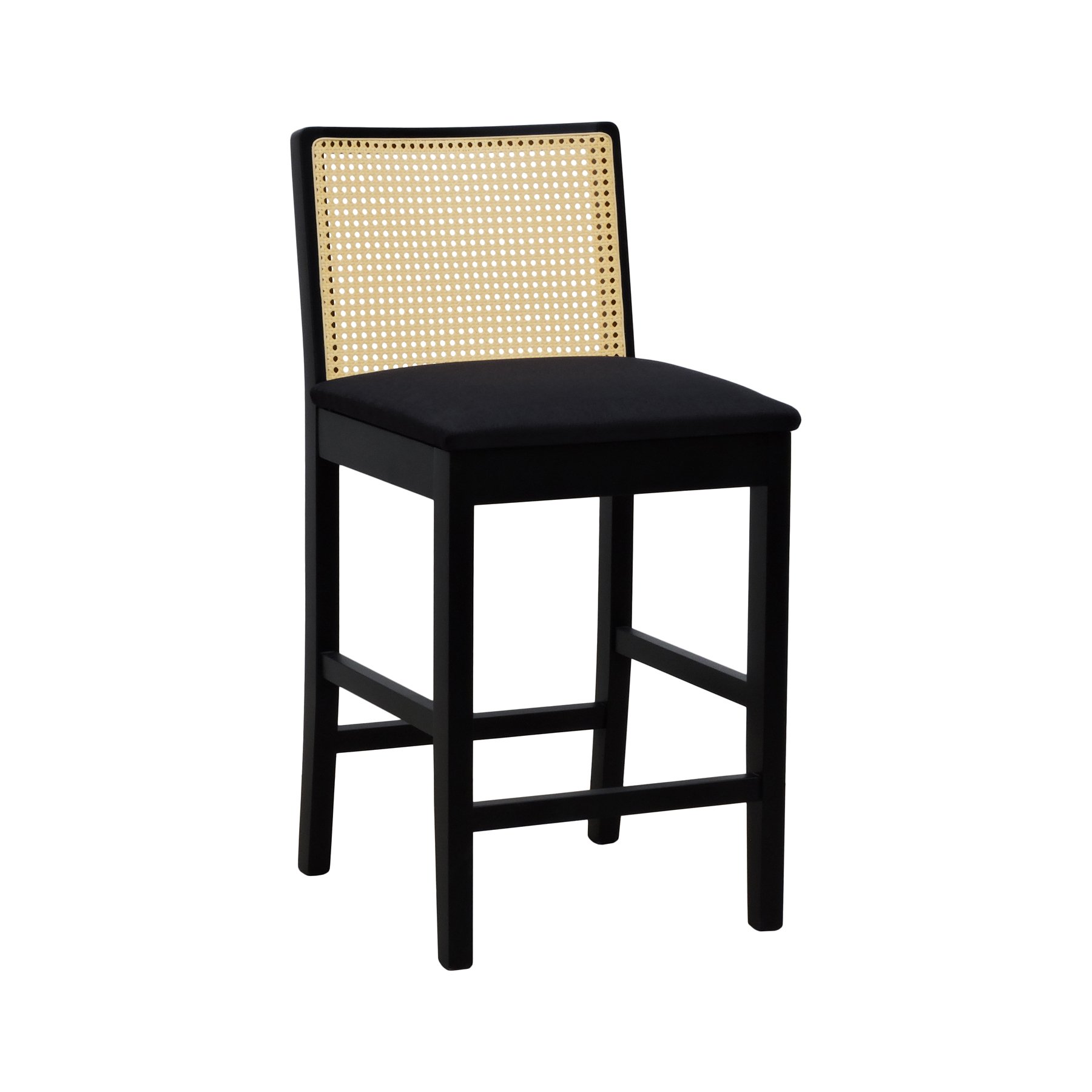 Banqueta Média Pérola Madeira Maciça com Telinha c/ 62cm Altura - Preto ...