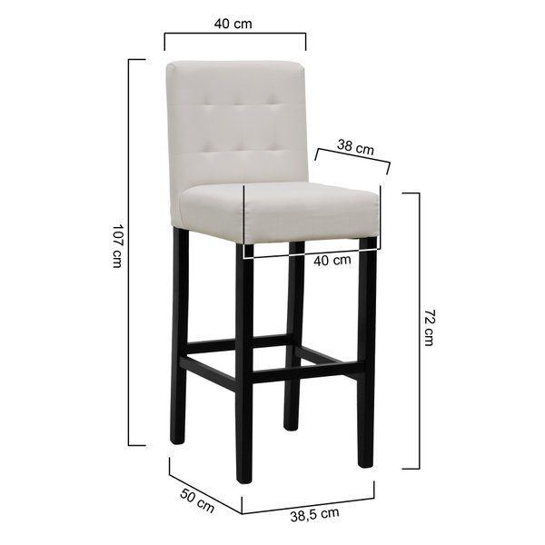 Banqueta Alta Bistrô Estofada Londres - Preto Linho Bege Banqueta Alta Bistrô Estofada Londres - Preto Linho Bege