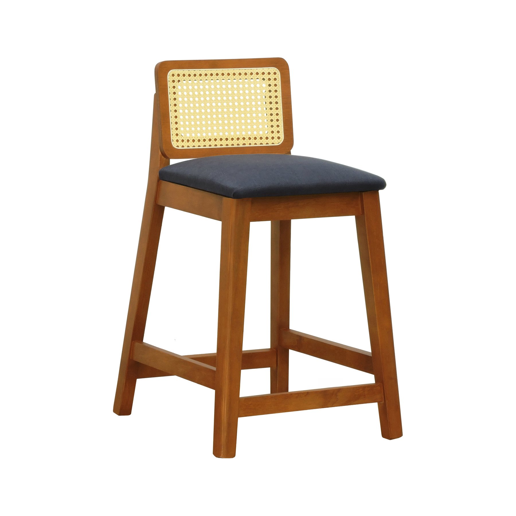 Banqueta Média Gabi Madeira Maciça Telinha Natural - Amêndoa Assento ...