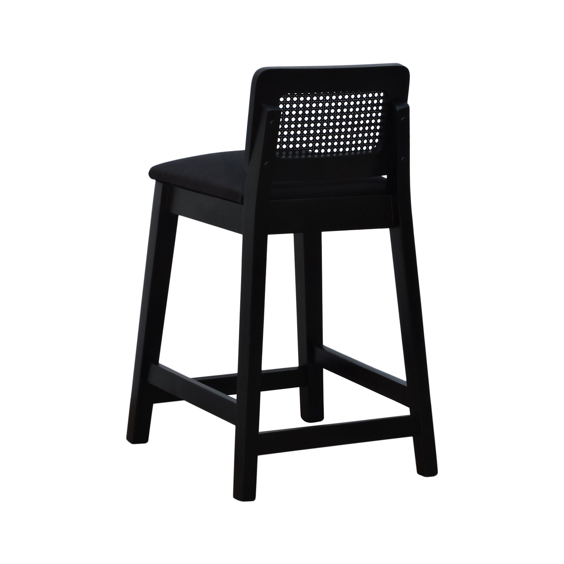 Banqueta Média Gabi Madeira Maciça Telinha - Preto Assento Estofado ...