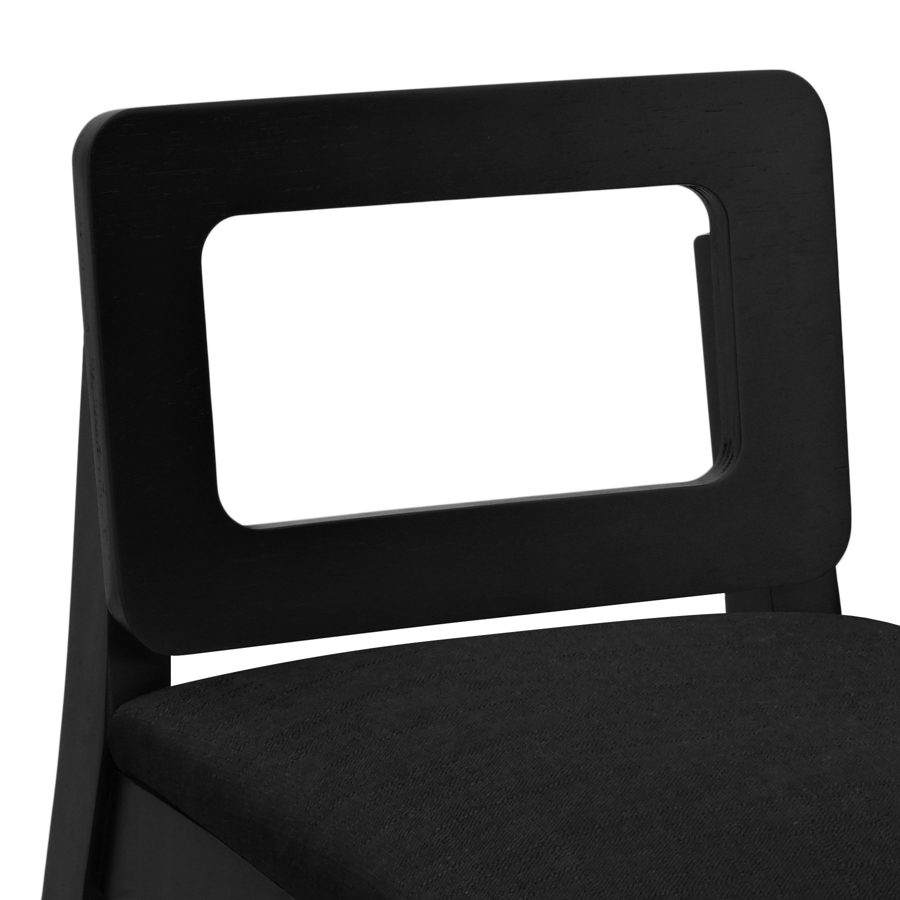 Banqueta Média River Madeira Maciça - Preto Assento Estofado Linho ...