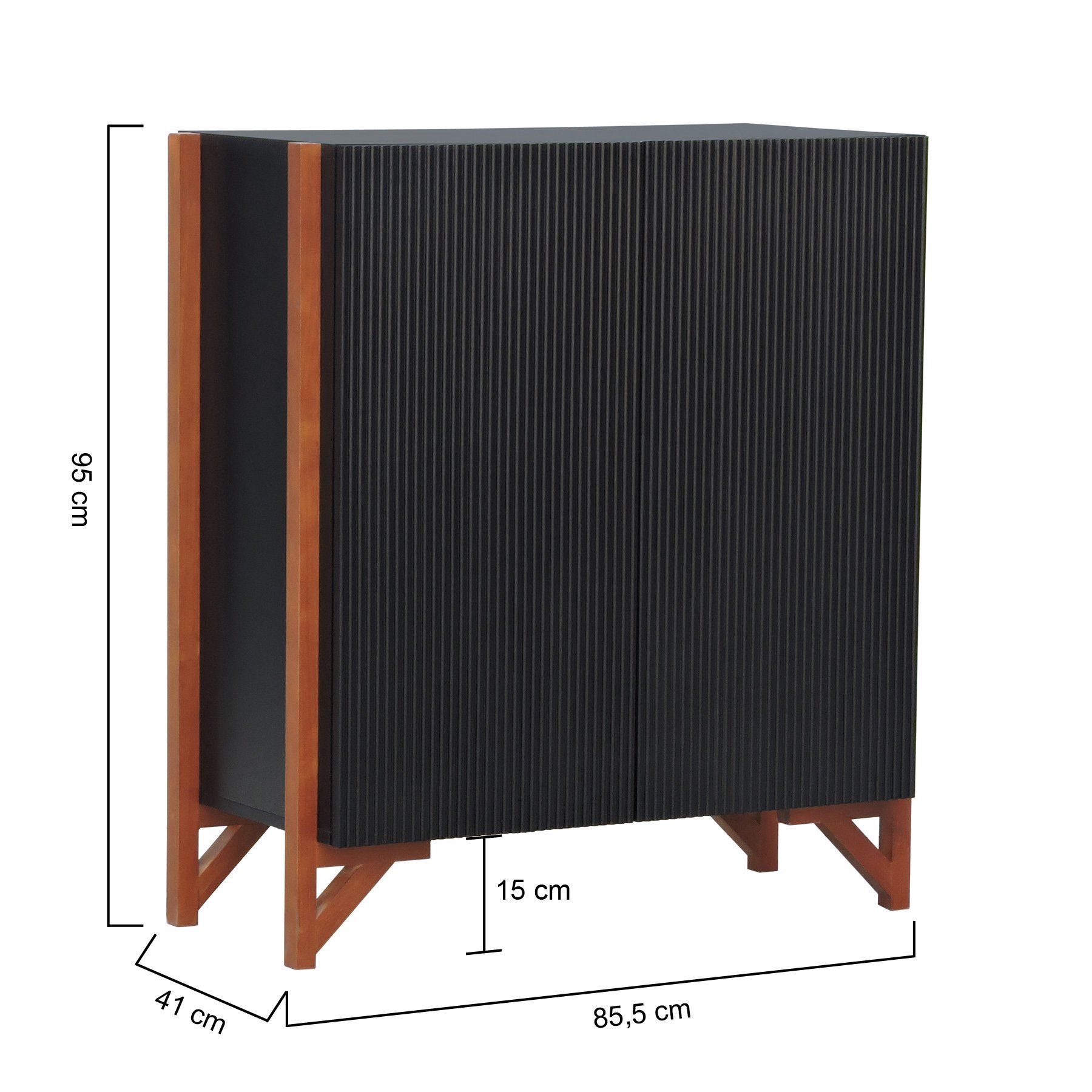 Buffet Alto 2 Portas Decor - Preto/Amêndoa