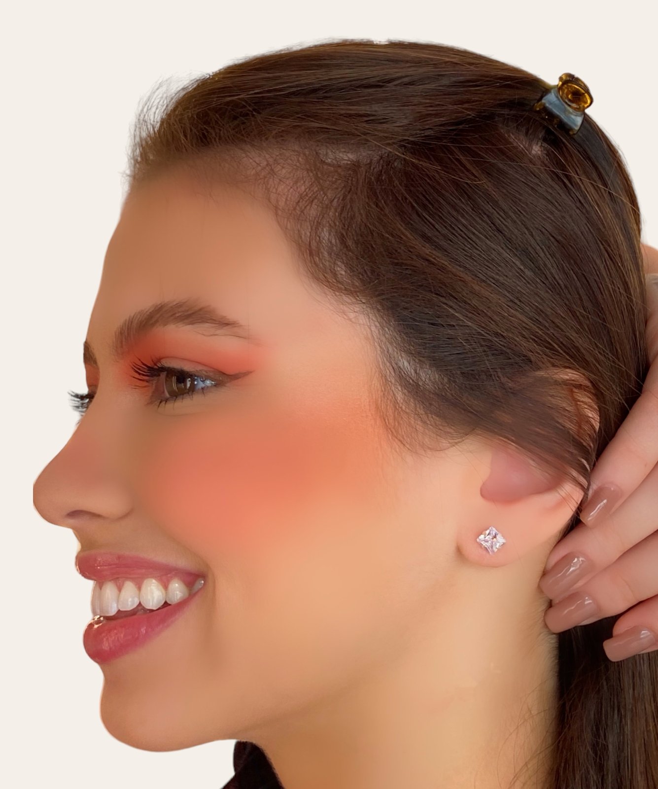 Brinco Ponto de Luz Quadrado M Em Prata 925