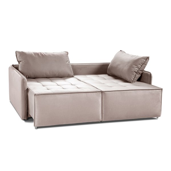 Sofá Verso 3 em 1 - Fixo I Retrátil I Cama - Largura 2,20m - Veludo 1002 - Deluxecor