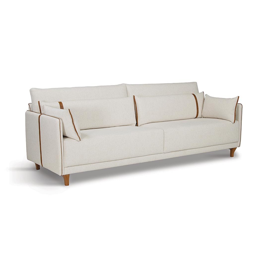 Sofá Fixo Link com Almofadas Soltas e Pés de Madeira Maciça - Largura 2 ...