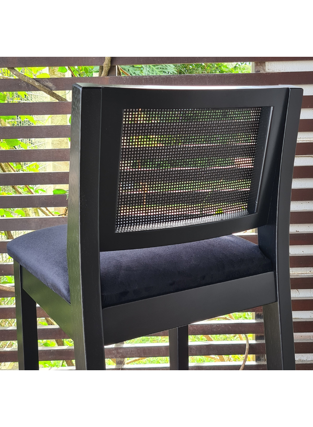 Banqueta Madeira Estofada Wonder Tela Sling Preta