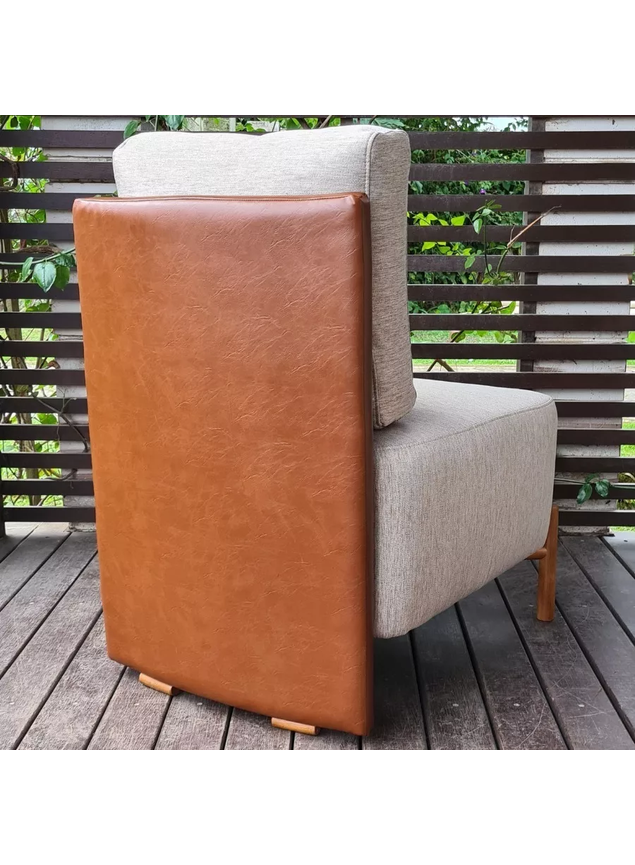 Poltrona Madeira Block Linho e Couríssimo