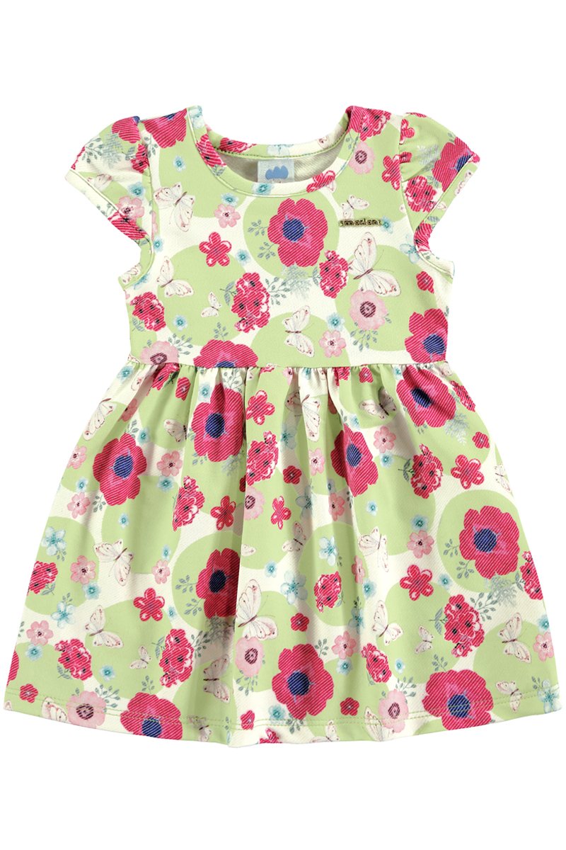 Vestido Bebê Menina Flores Verde - Marlan | Revenda Infantil Atacado