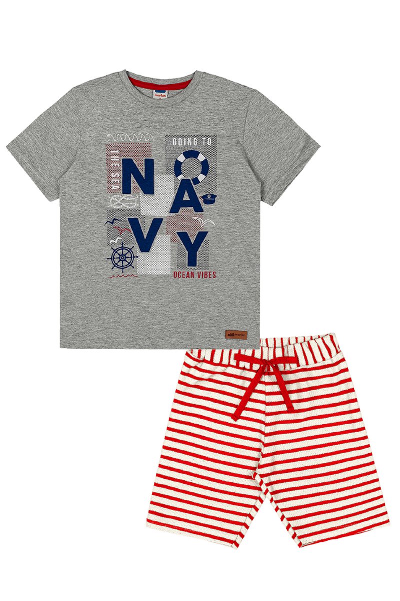 Conjunto Curto Infantil Menino Navy Mescla - Marlan