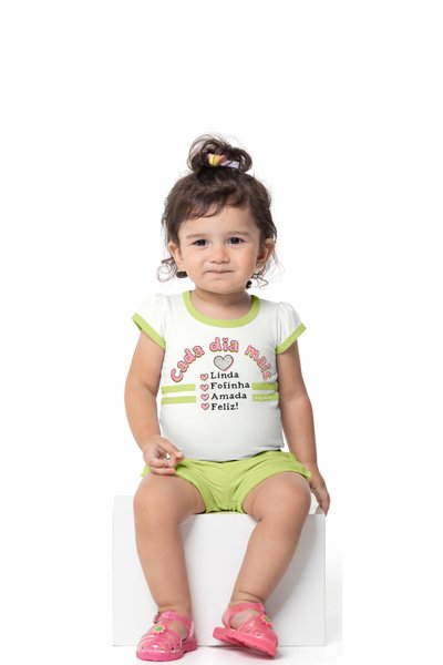 Conjunto Body Bebê Menina Fofinha Branco - Ding Dang