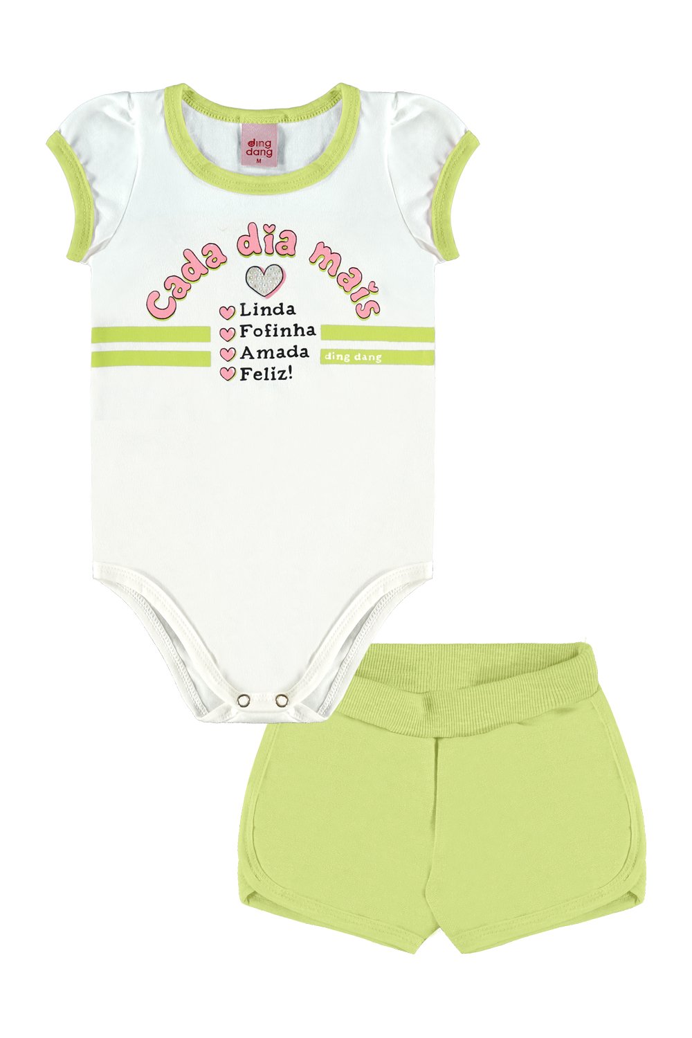 Conjunto Body Bebê Menina Fofinha Branco - Ding Dang