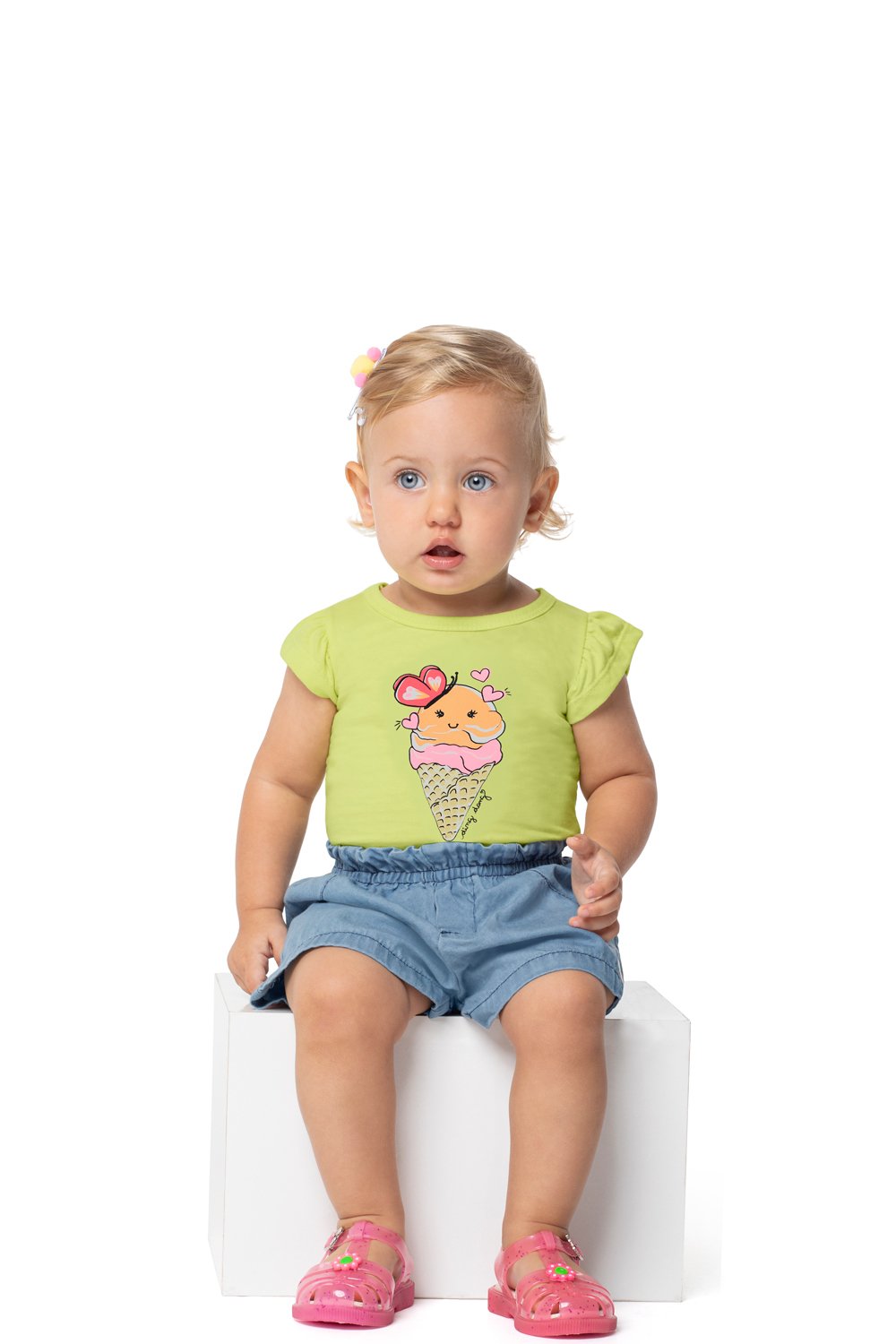 Conjunto Body Bebê Menina Sorvete Verde - Ding Dang