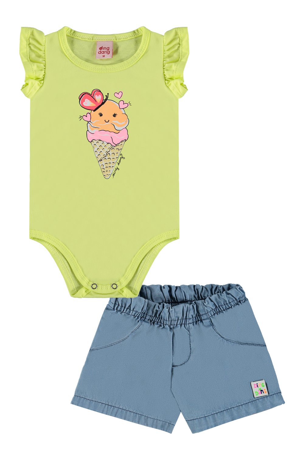 Conjunto Body Bebê Menina Sorvete Verde - Ding Dang