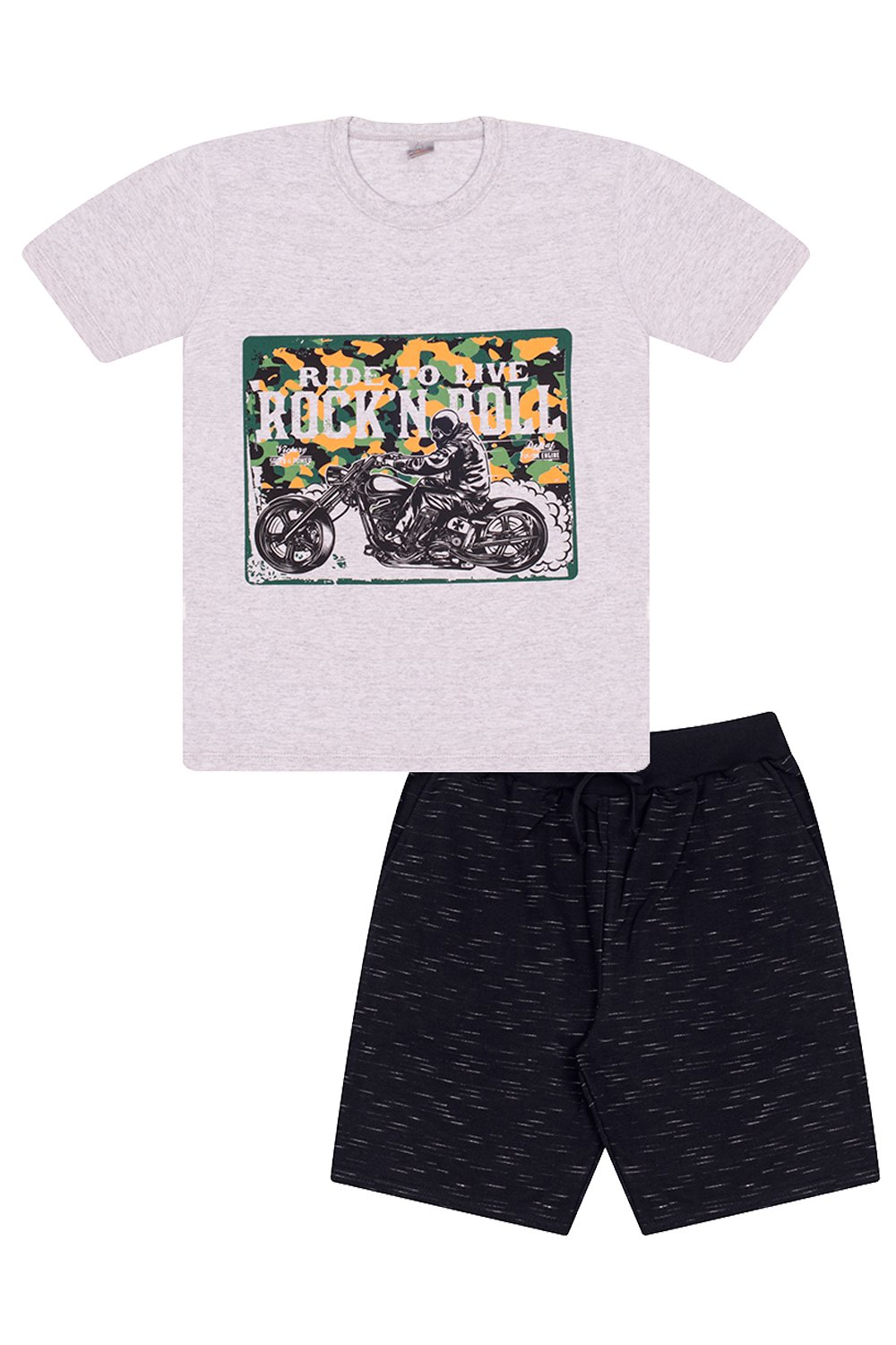 Conjunto Curto Juvenil Menino Rock 'n Roll Mescla - Isensee